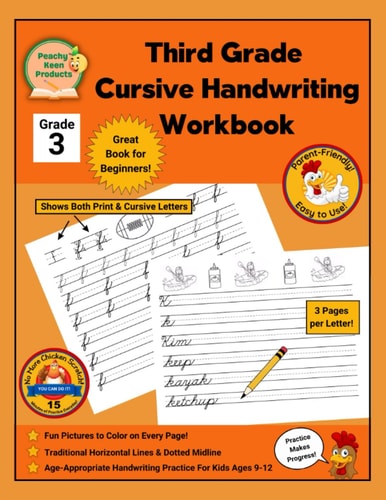 3rd Grade Cursive Handwriting Workbook: Cursive Handwriting Workbook ...